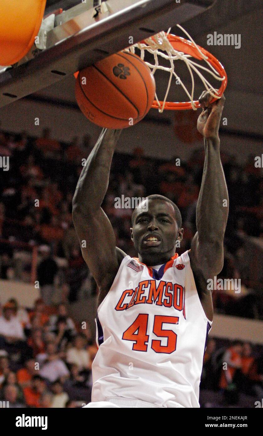 Clemson forward Jerai Grant dunks against College of Charleston during ...