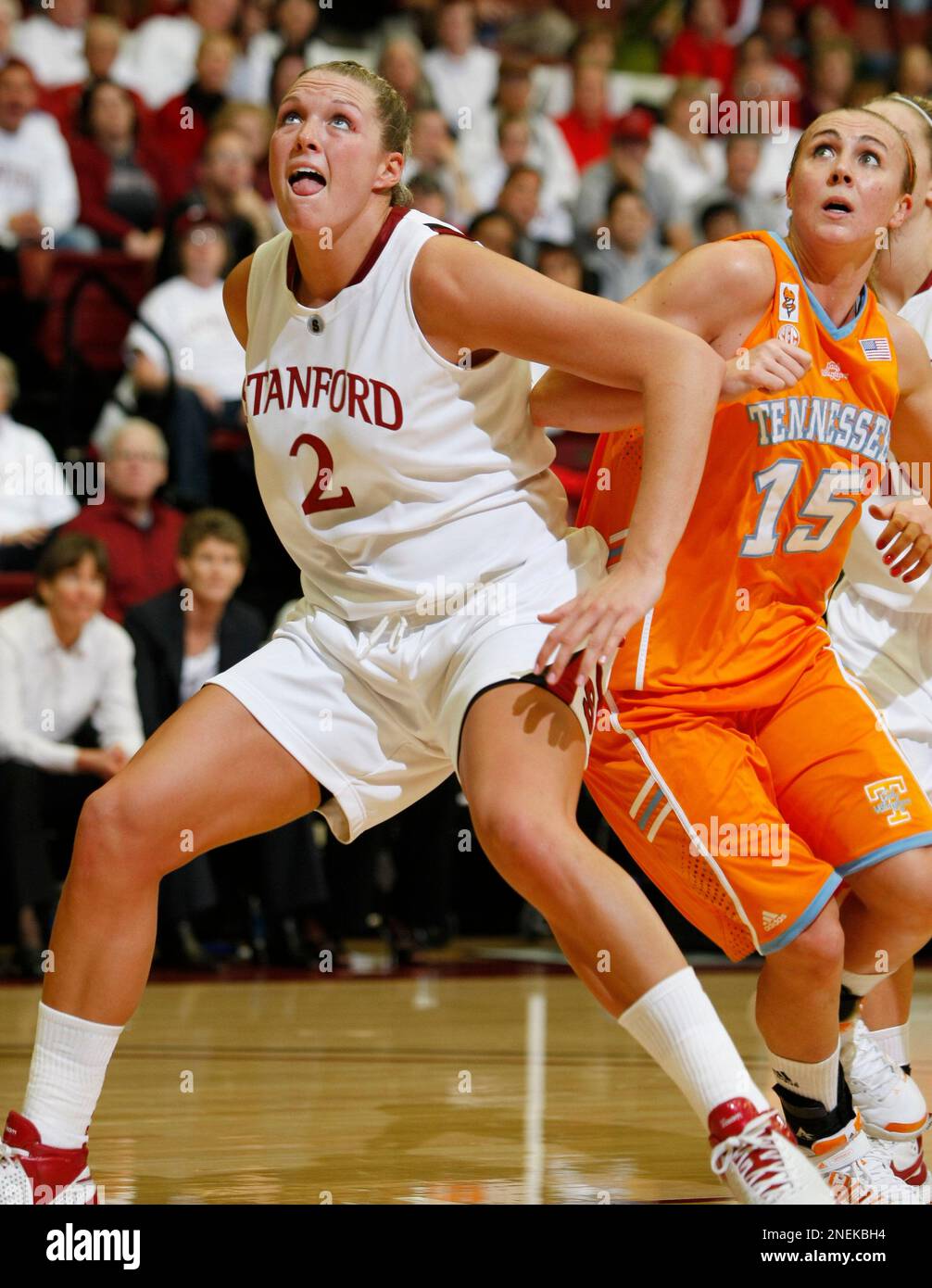 Stanford forward Jayne Appel (2) blocks out Tennessee forward Alicia ...