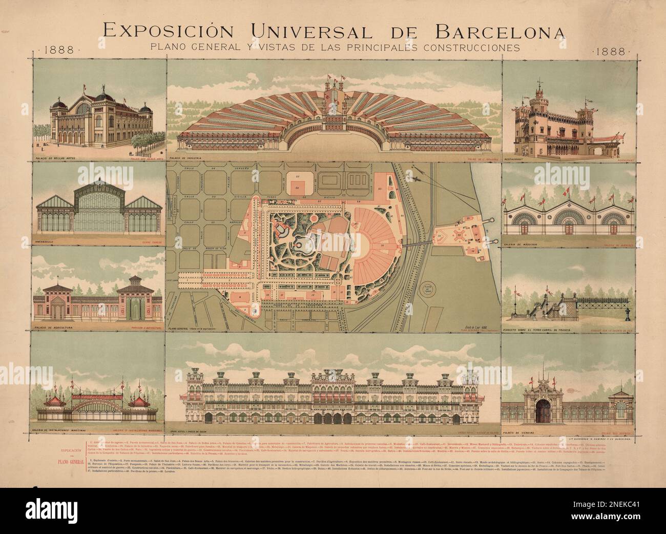 General plan and main views of the buildings of the Universal ...