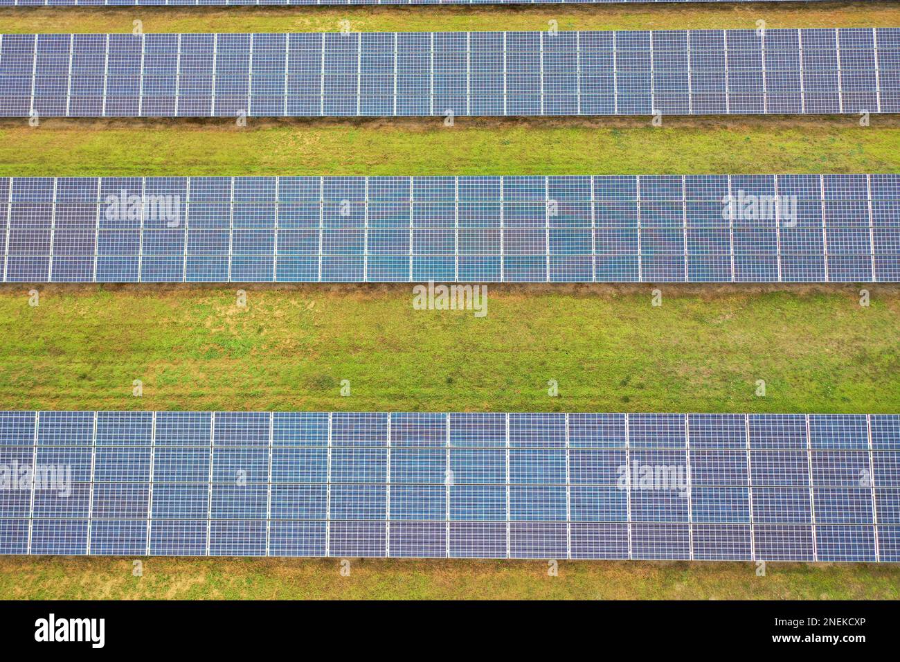 Aerial view of the solar power plant from above. Converting solar ...