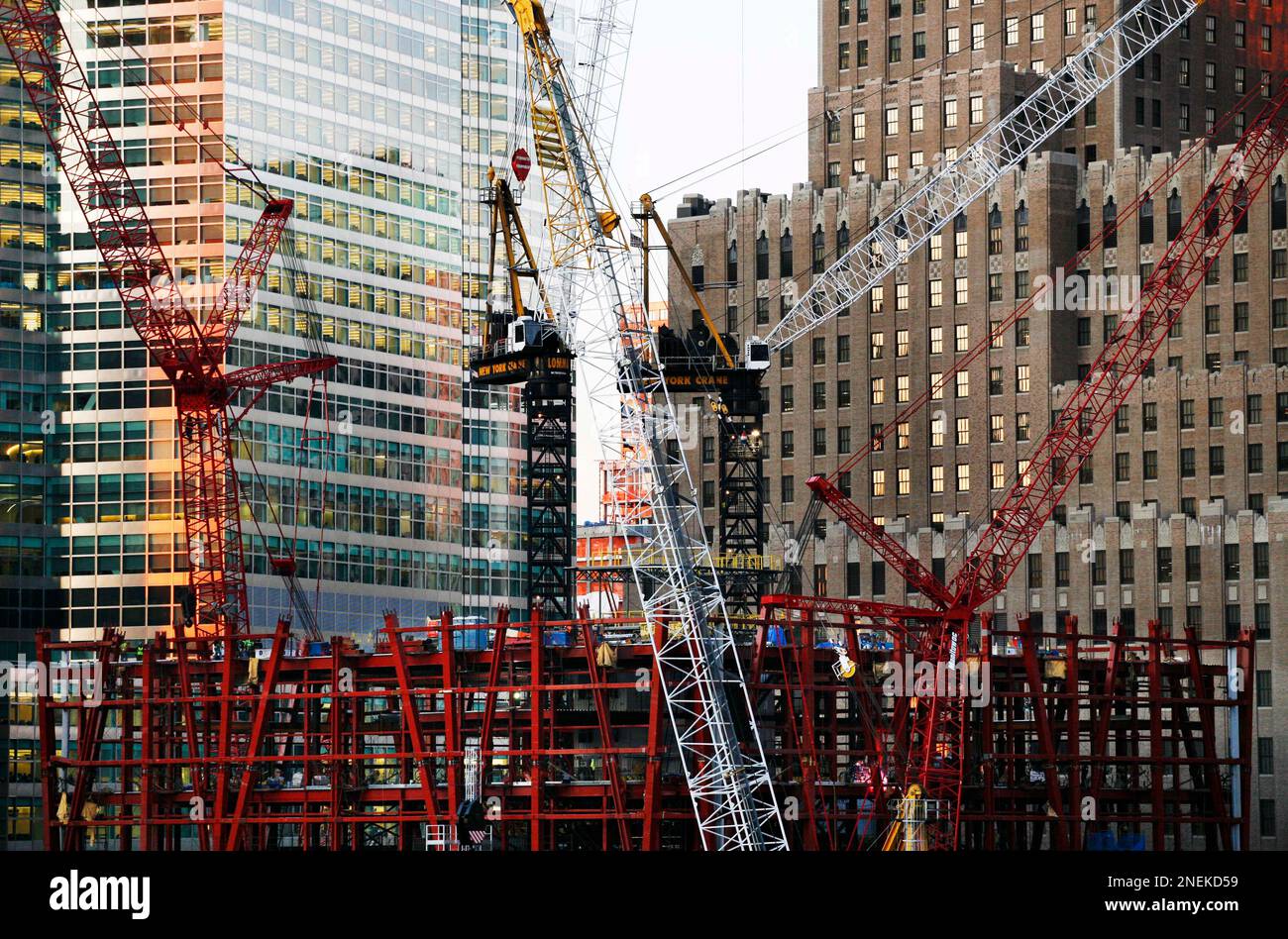 This Dec. 16, 2009 photo shows construction cranes working over the ...