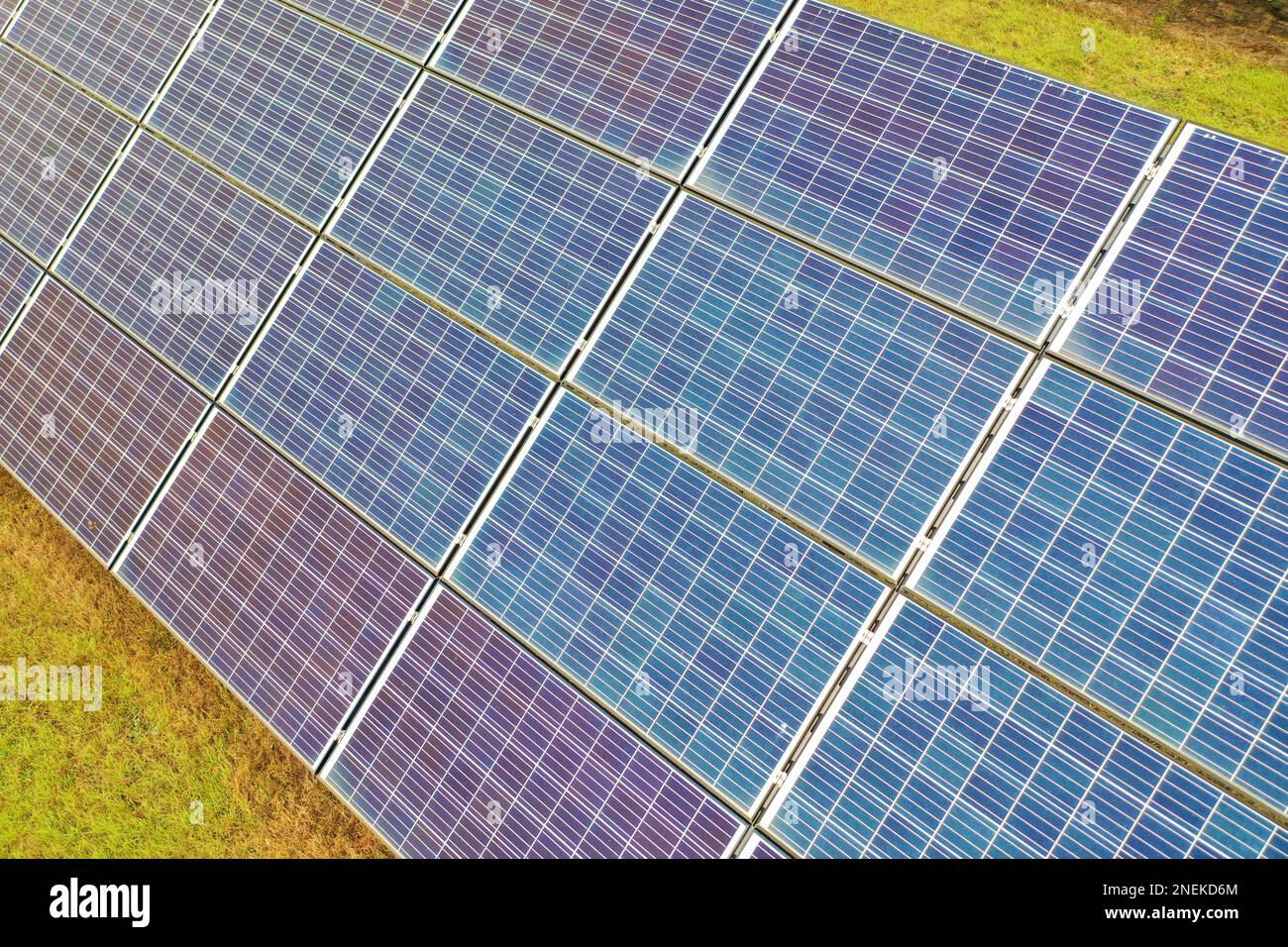 Aerial view of the solar power plant from above. Converting solar ...