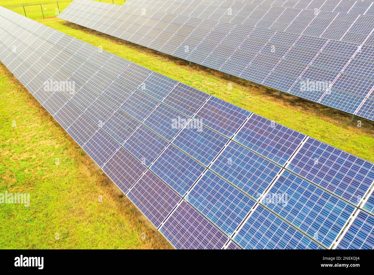 Aerial view of the solar power plant from above. Converting solar ...
