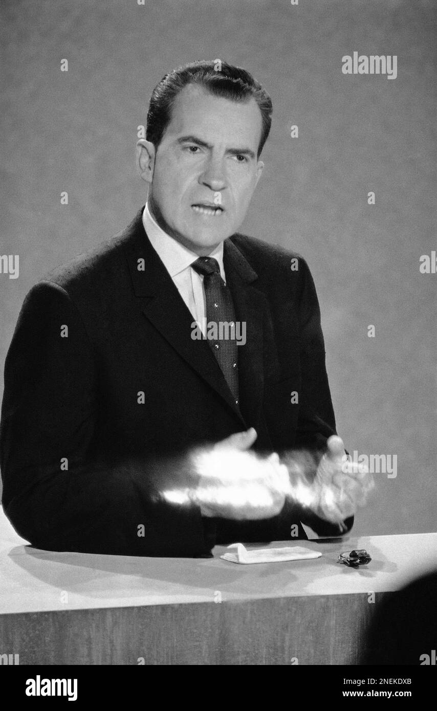 Vice President Richard Nixon, speaking from Los Angeles in the third of ...