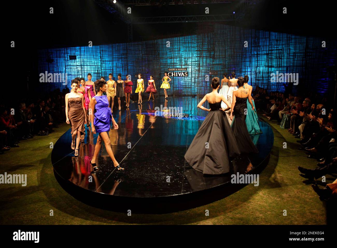 Indian models display the creation of Indian fashion designers Gauri ...