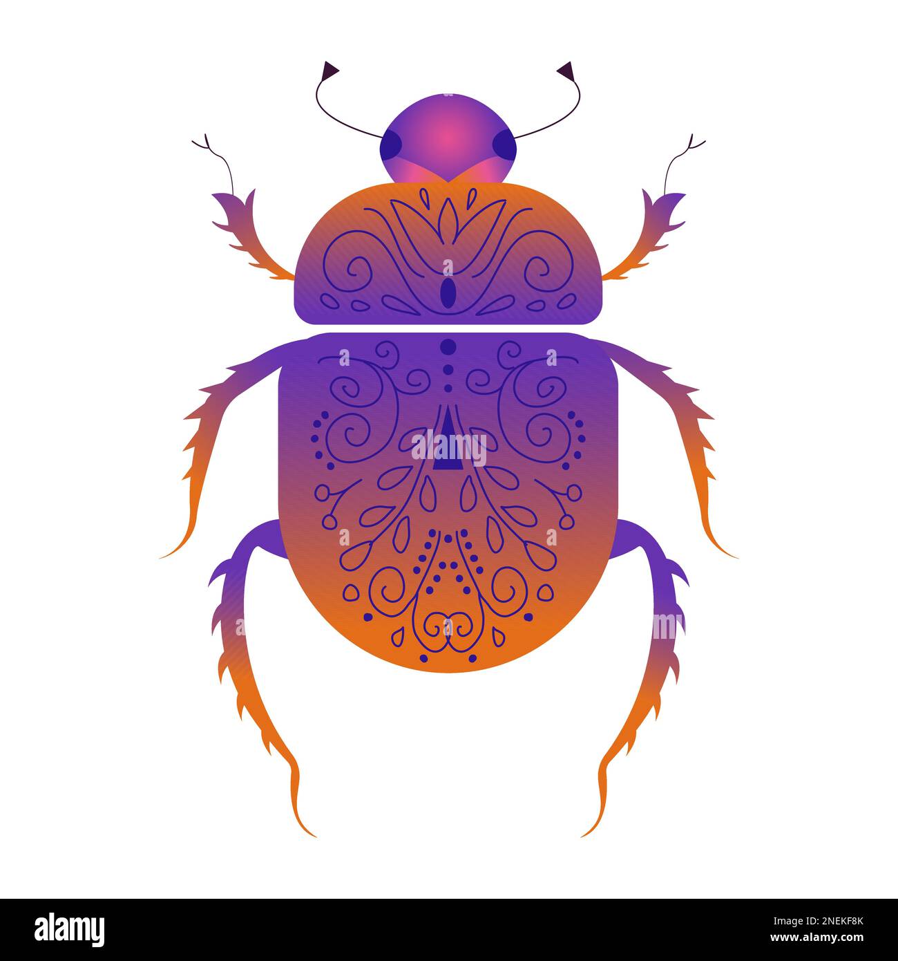 Beetle gradient illustration on white background. Botanical collection ...