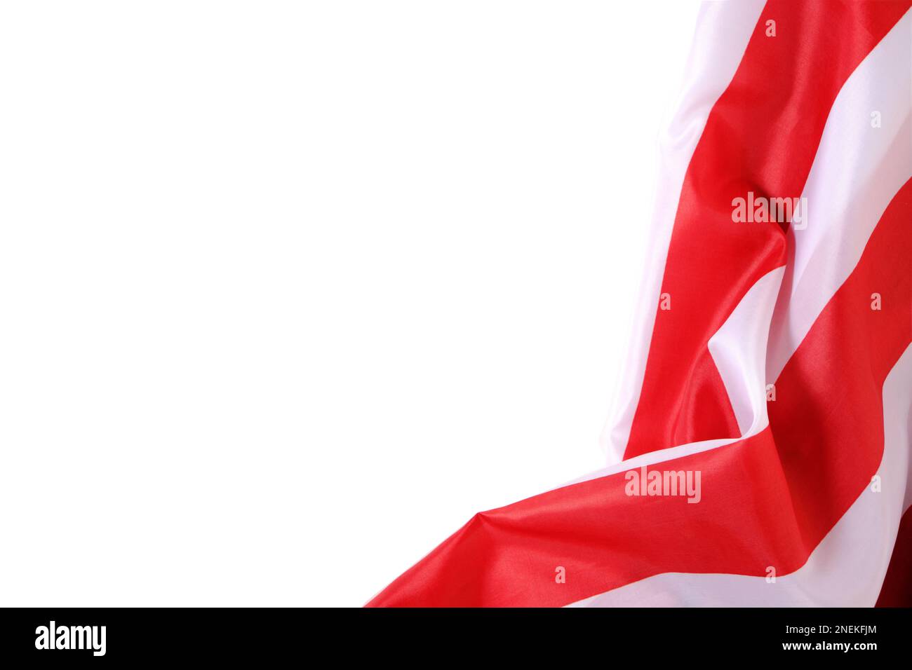 Red and white striped part flag United States America white background ...