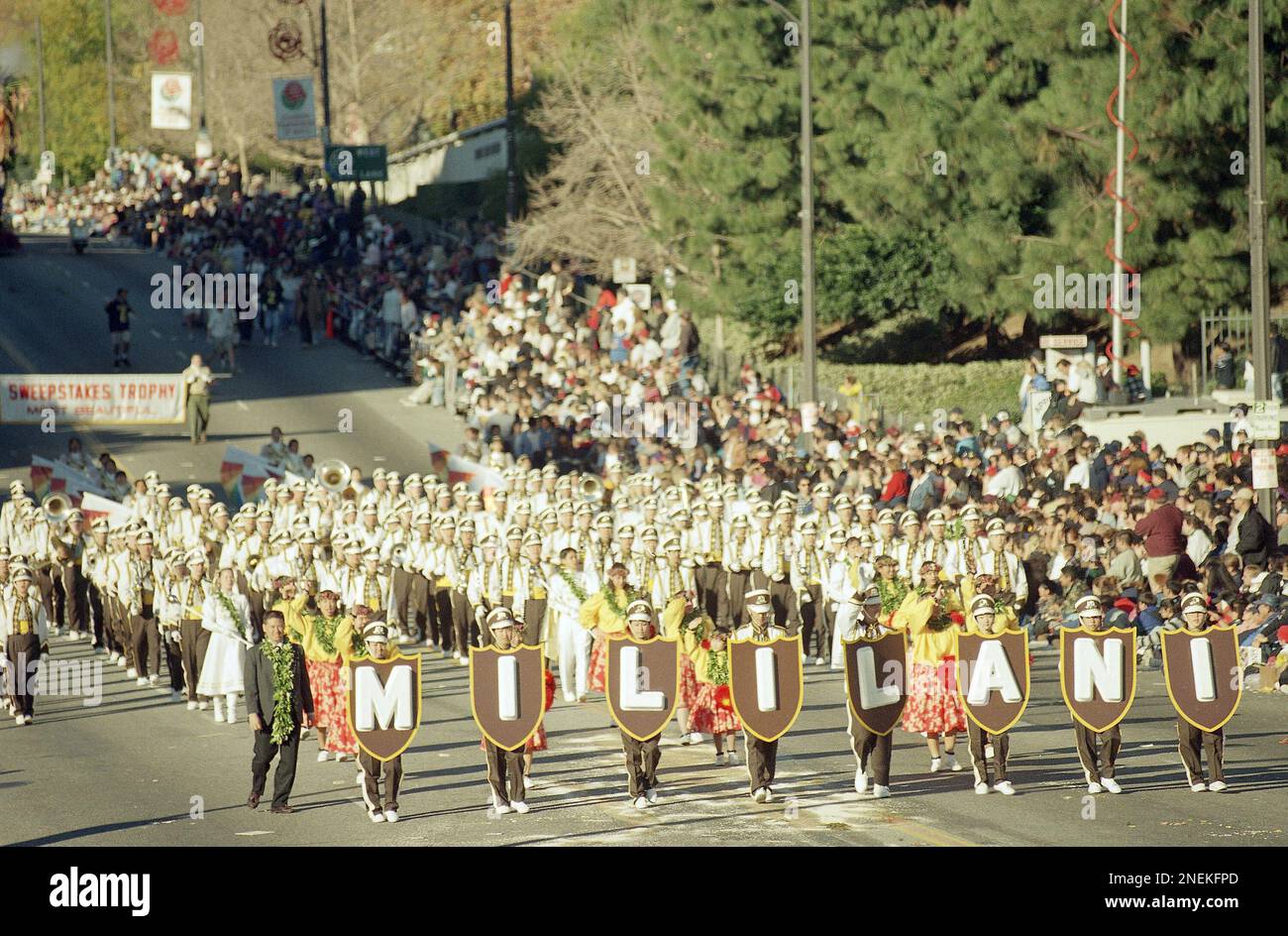 The Mililani High School ?Trojan? Marching Band marches along the 109th ...