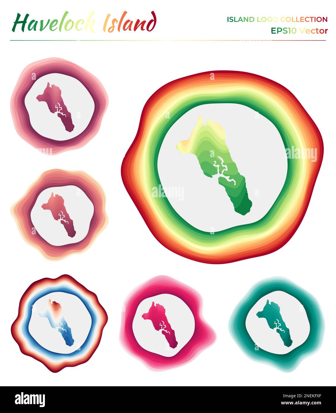 Havelock logo collection. Colorful badge of the island. Layers around ...
