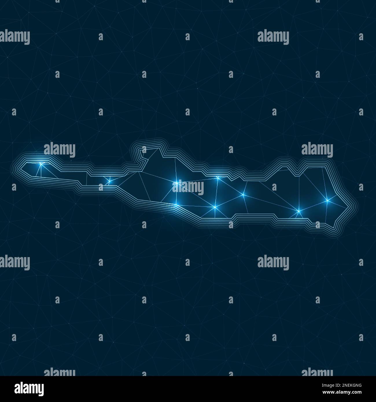 Paradise Island network map. Abstract geometric map of the island ...