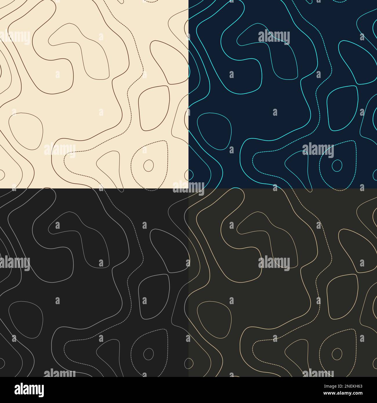 Topography patterns. Seamless elevation map tiles. Awesome isoline ...