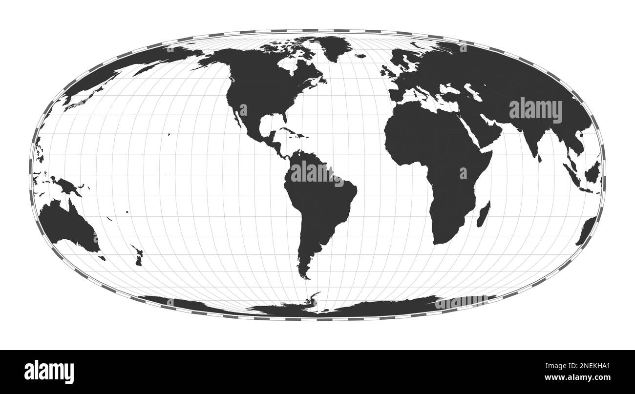Vector world map. Waldo R. Tobler's hyperelliptical projection. Plain ...
