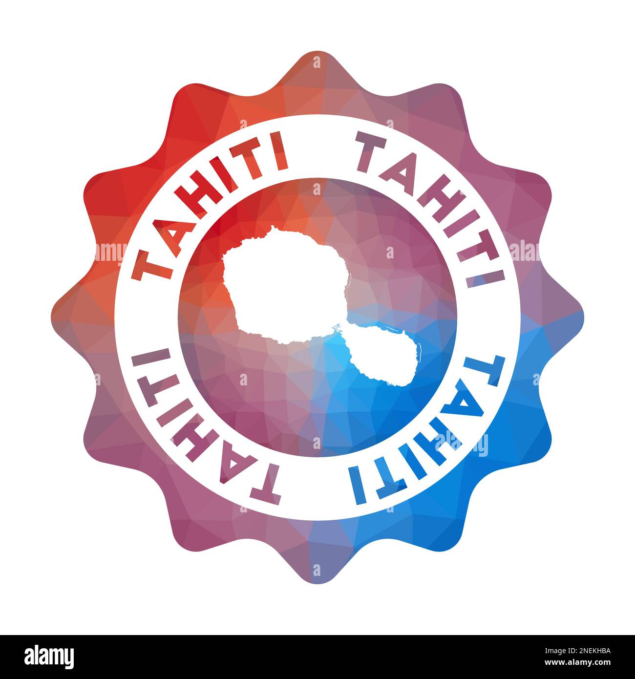 Tahiti low poly logo. Colorful gradient travel logo of the island in ...