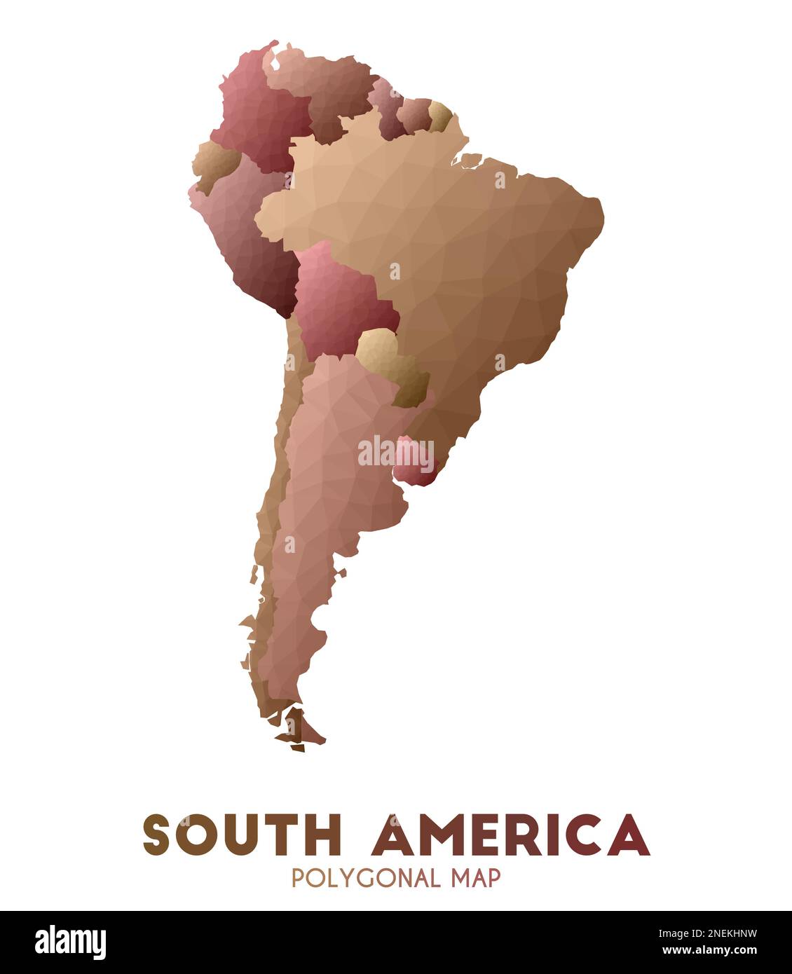 South America Map Admirable Low Poly Style Continent Map Delicate Vector Illustration Stock 