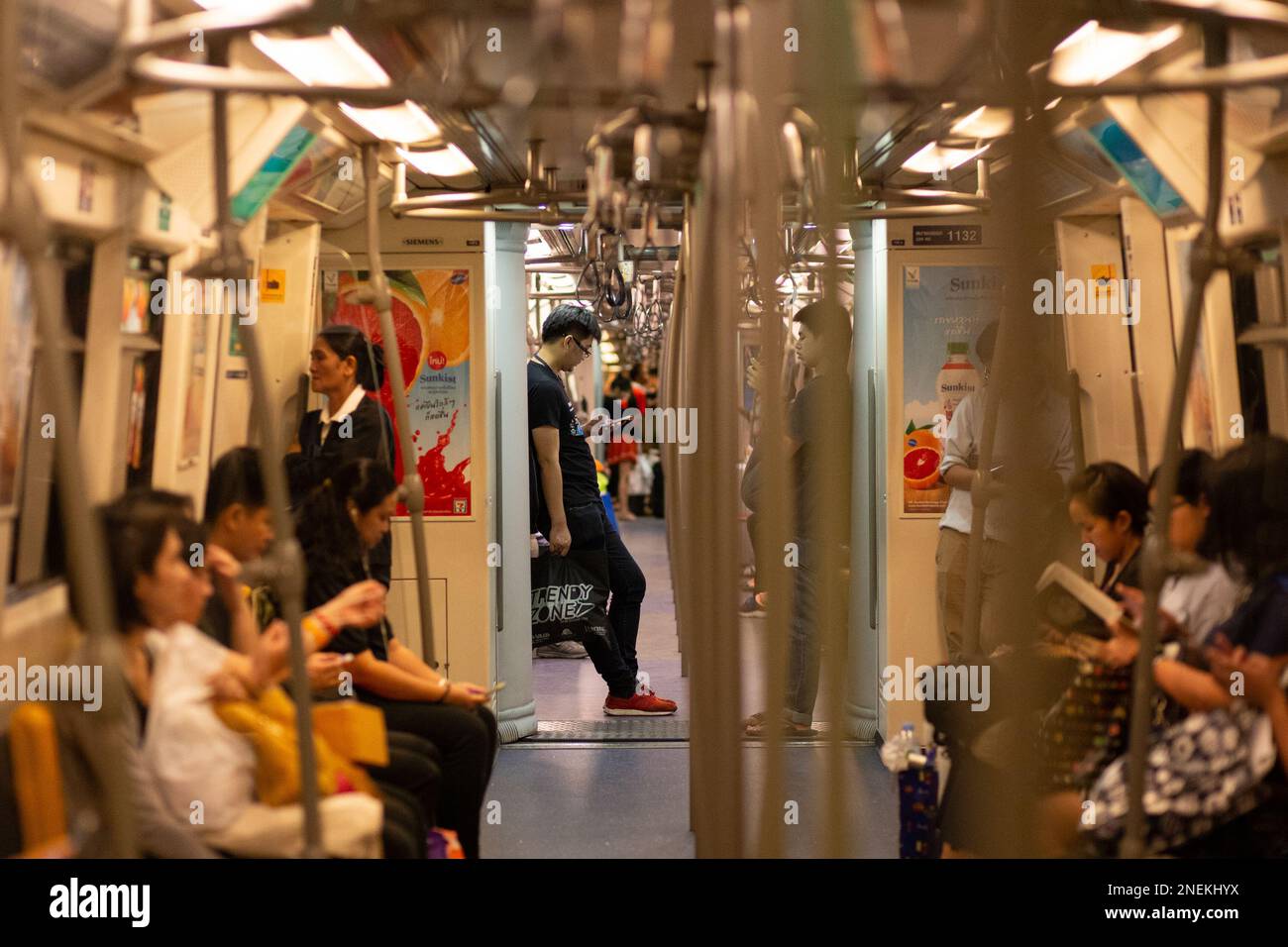 BTS Skytrain at Night in Bangkok - Thailand Stock Photo - Alamy