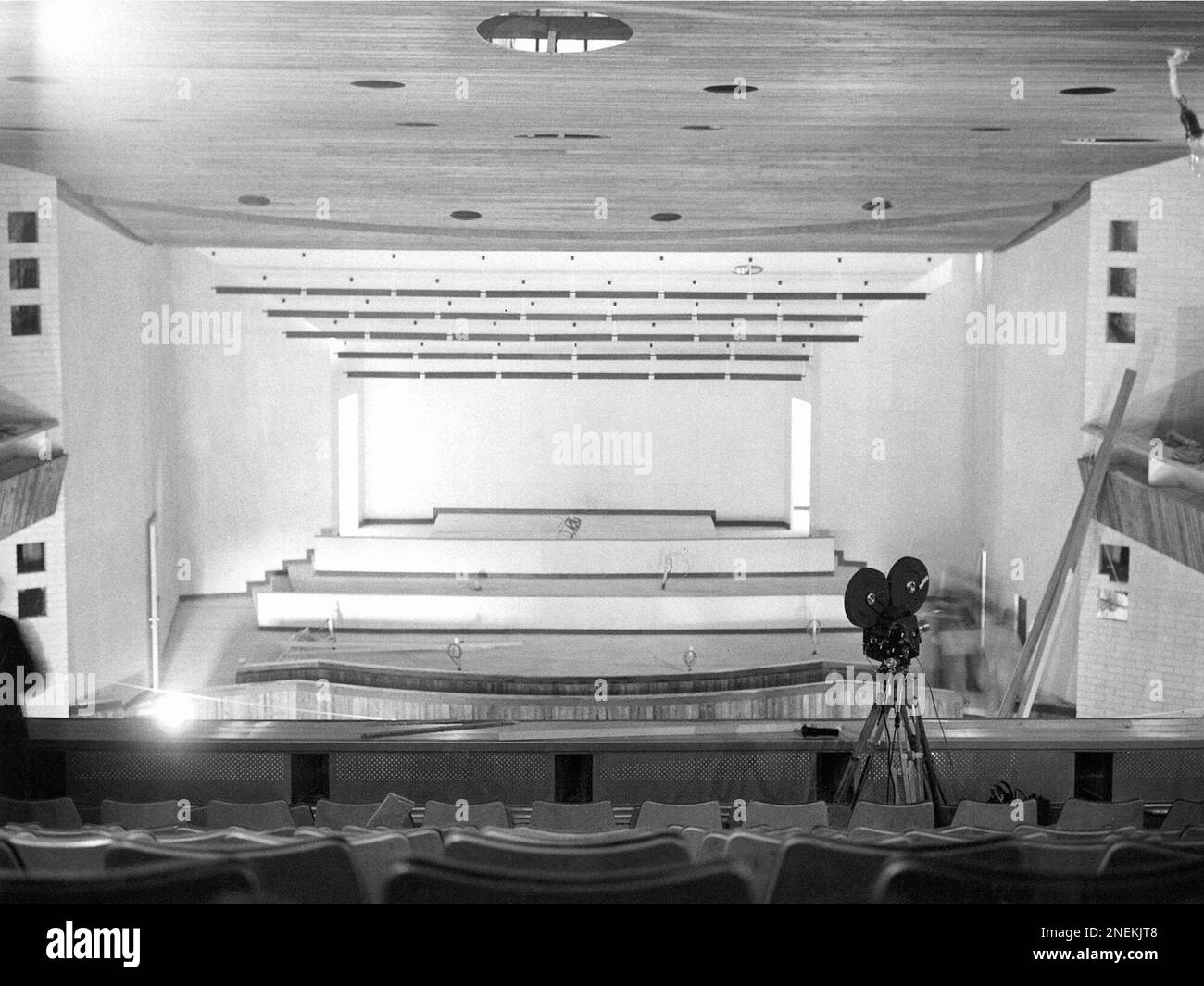 Beth Ha?am?s main hall where the trial will be held. The raised dais ...