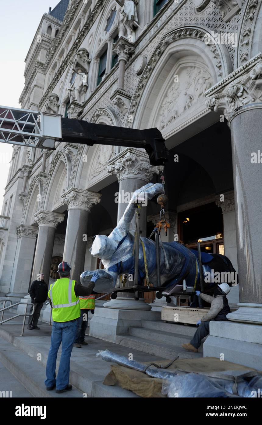 An 18-foot-tall winged allegorical statue known as the "Genius" of ...