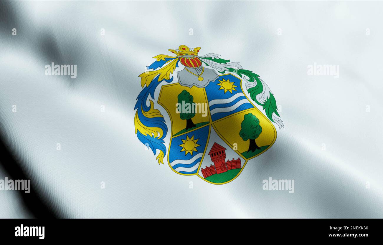 3D Illustration of a waving Hungary city flag of Balatonfoldvar Stock ...