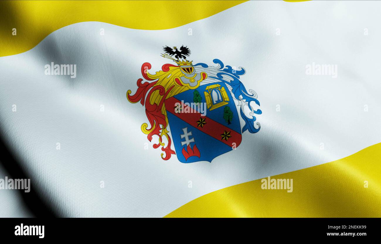 3D Illustration of a waving Hungary city flag of Battonya Stock Photo ...
