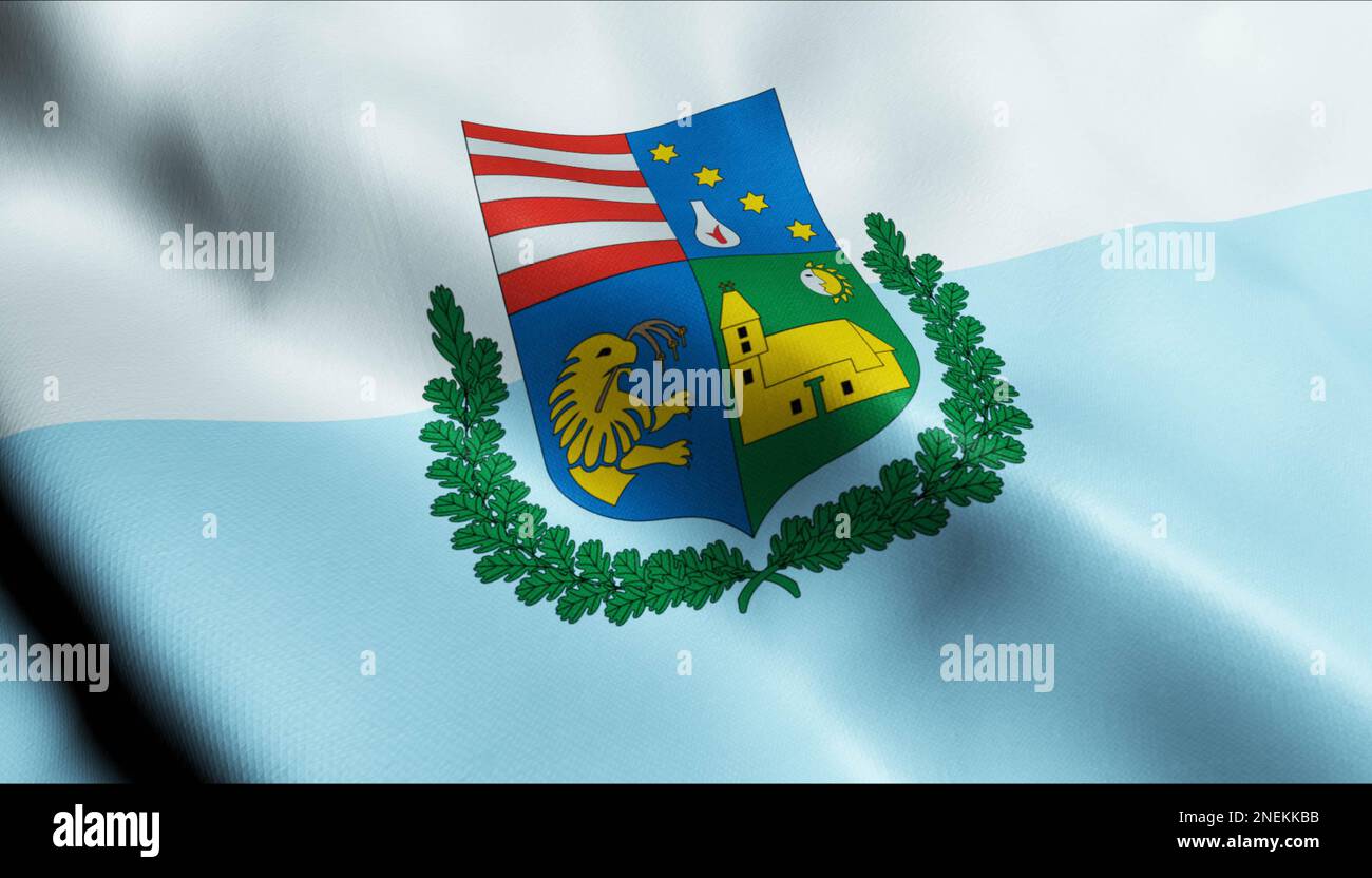 3D Illustration of a waving Hungary city flag of Berhida Stock Photo ...