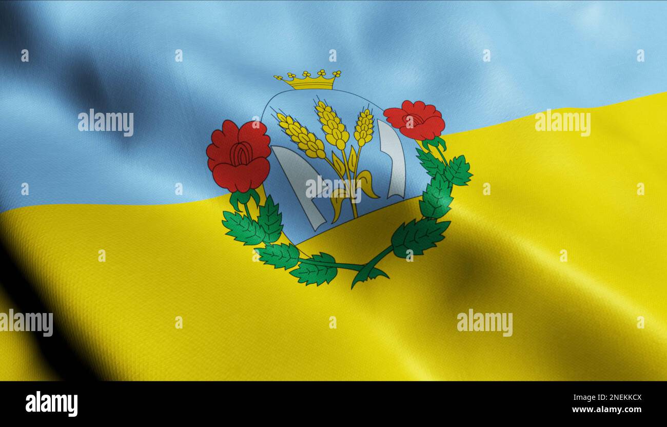 3D Illustration of a waving Hungary city flag of Biatorbagy Stock Photo ...