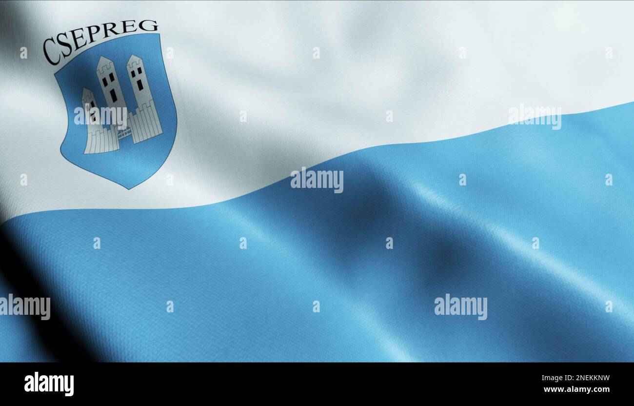 3D Illustration of a waving Hungary city flag of Csepreg Stock Photo ...