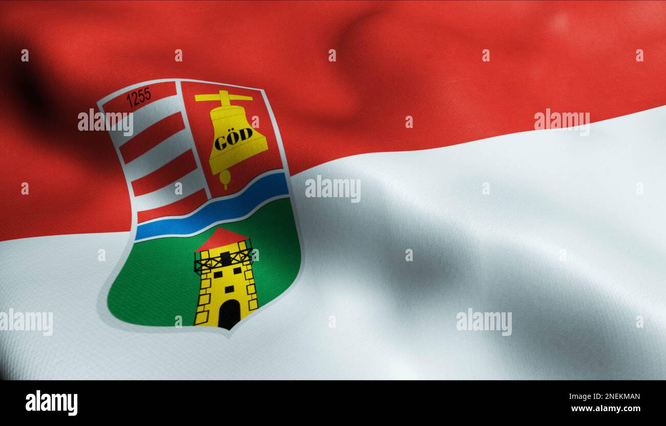3D Illustration of a waving Hungary city flag of God Stock Photo - Alamy