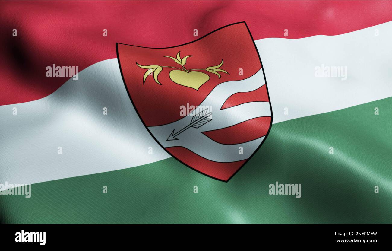 3D Illustration of a waving Hungary city flag of Gyomaendrod Stock ...