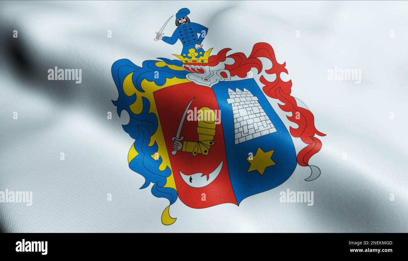 3D Illustration of a waving Hungary city flag of Hajduhadhaz Stock ...