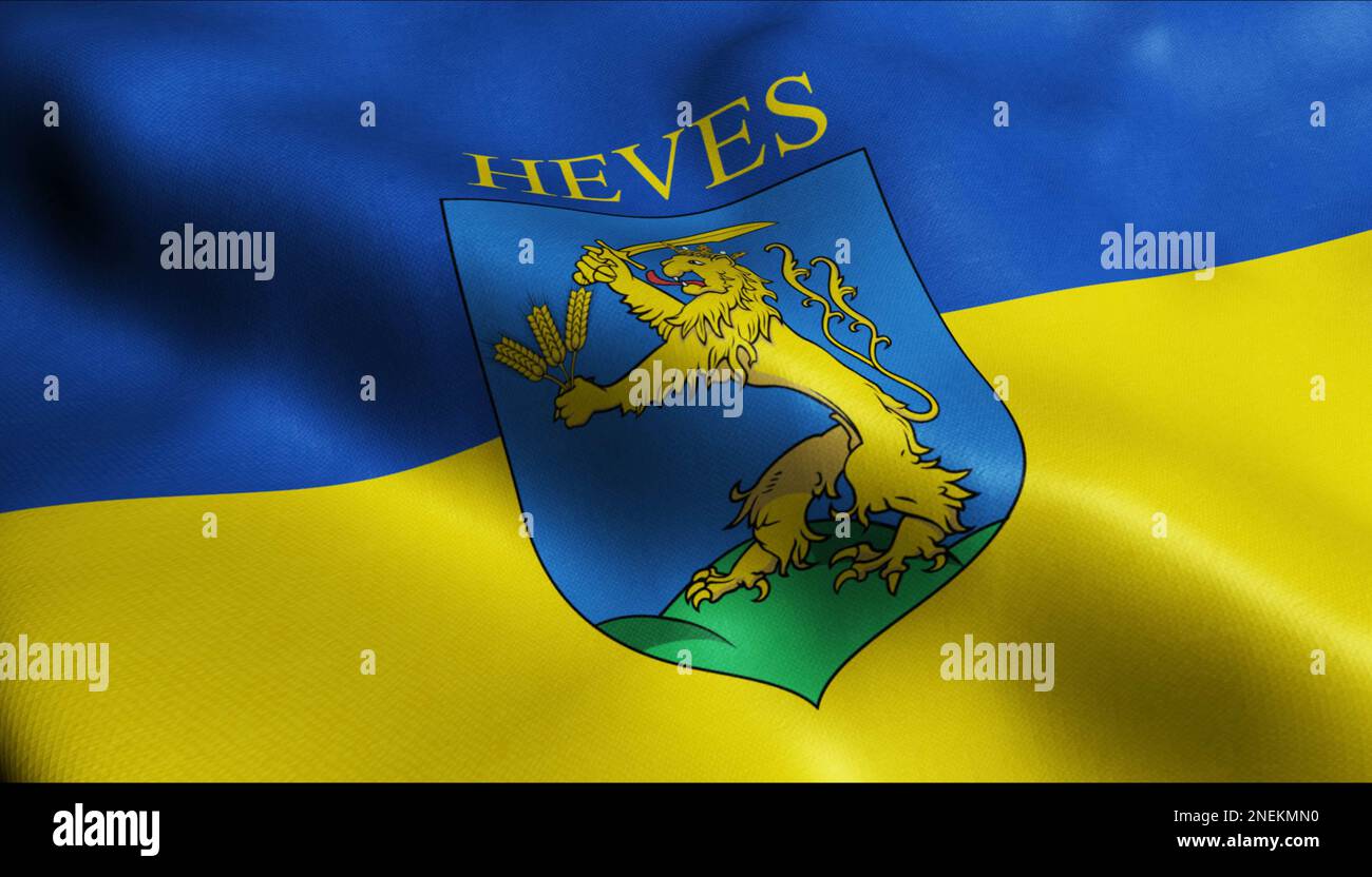 3D Illustration of a waving Hungary city flag of Heves Stock Photo - Alamy