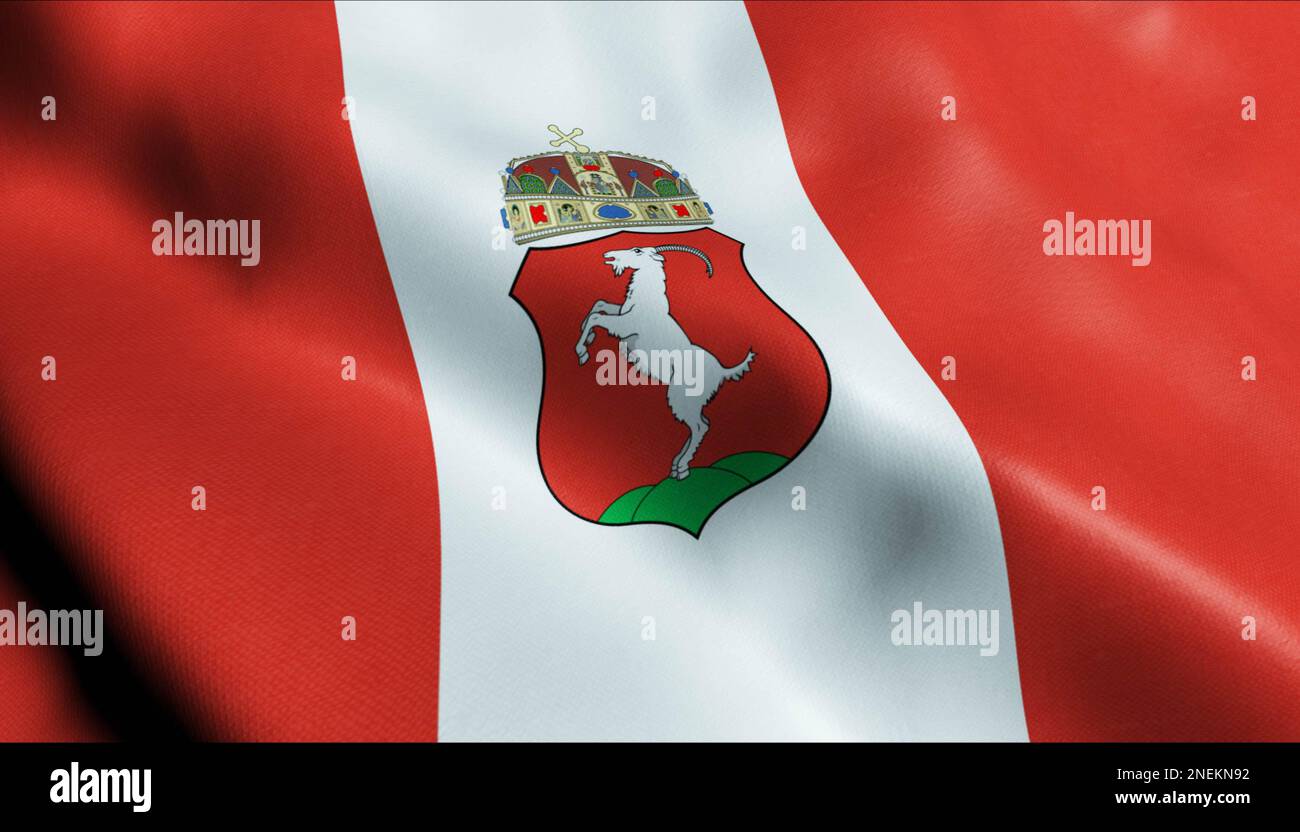 3D Illustration of a waving Hungary city flag of Kecskemet Stock Photo ...