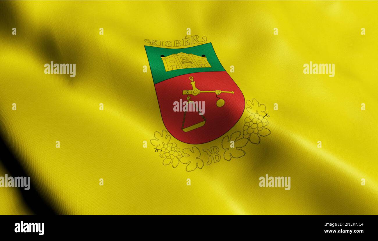3D Illustration of a waving Hungary city flag of Kisber Stock Photo - Alamy
