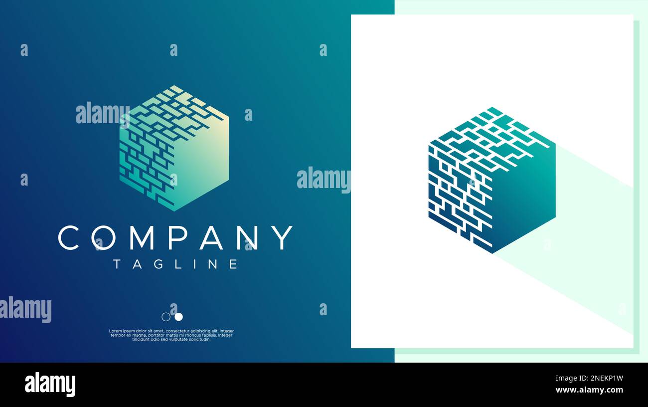 Modern abstract digital pixel cube logo design. Technology hexagon logo ...
