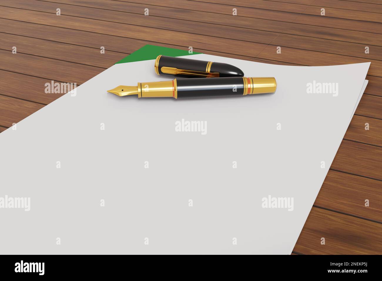 Ink pen on a stack of bound blank paper. Illustration as the copy space ...