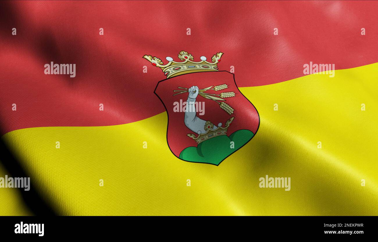 3D Illustration of a waving Hungary city flag of Mezokovesd Stock Photo ...
