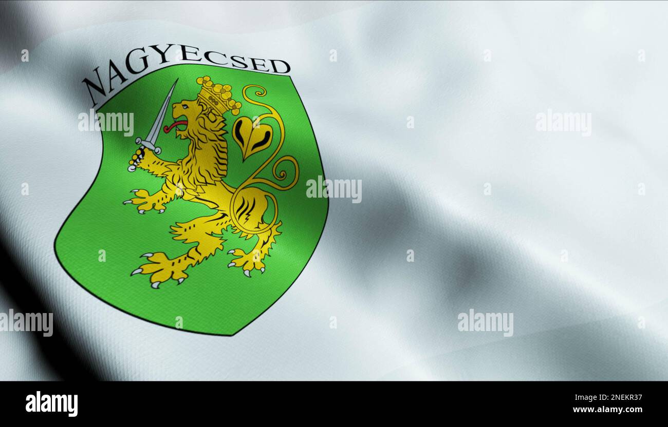 3D Illustration of a waving Hungary city flag of Nagyecsed Stock Photo ...
