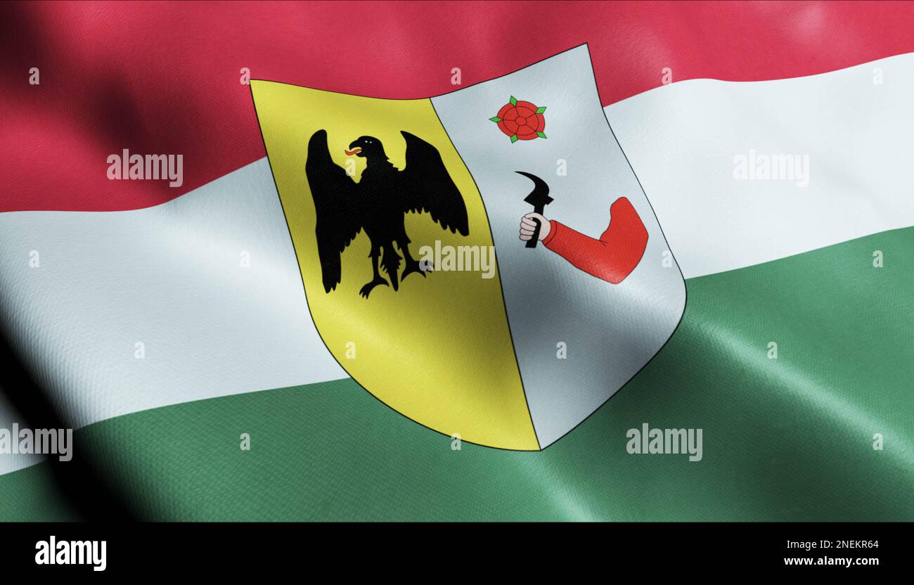 3D Illustration of a waving Hungary city flag of Nyekladhaza Stock ...