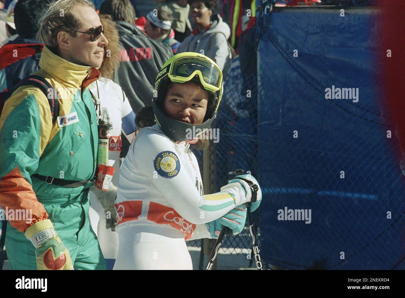 Skier Seba Johnson from the Virgin Islands has put off her ski glasses ...