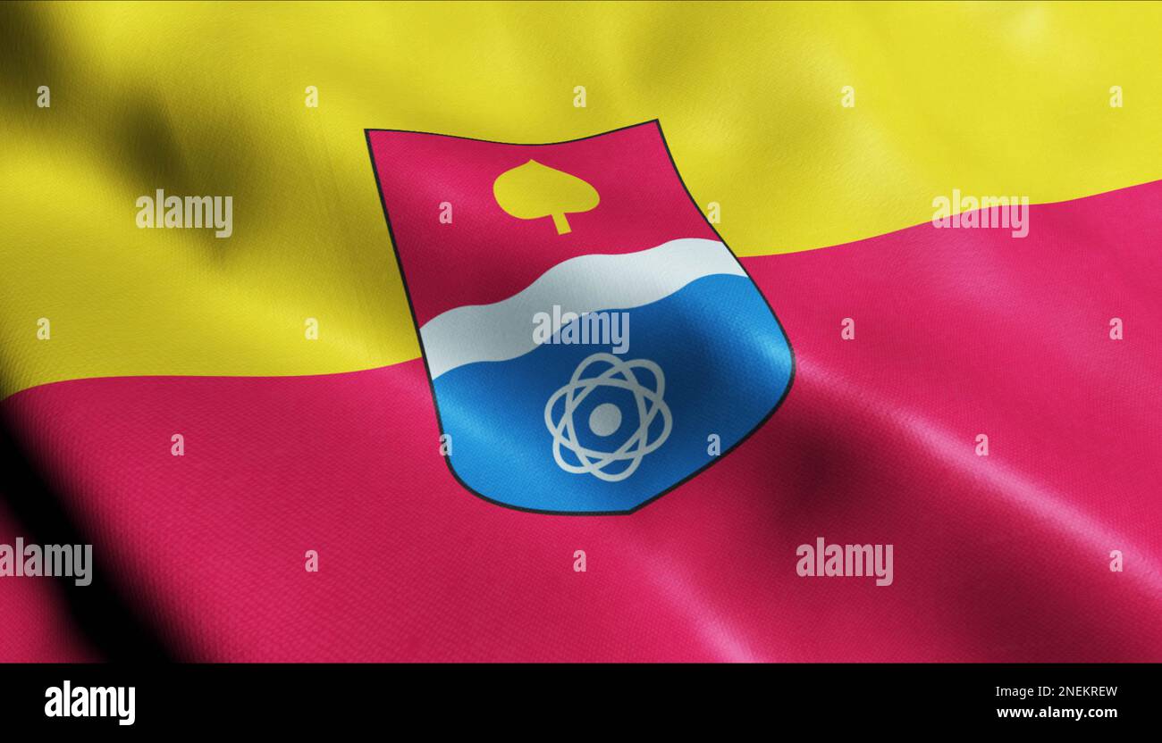 3D Illustration of a waving Hungary city flag of Paks Stock Photo - Alamy