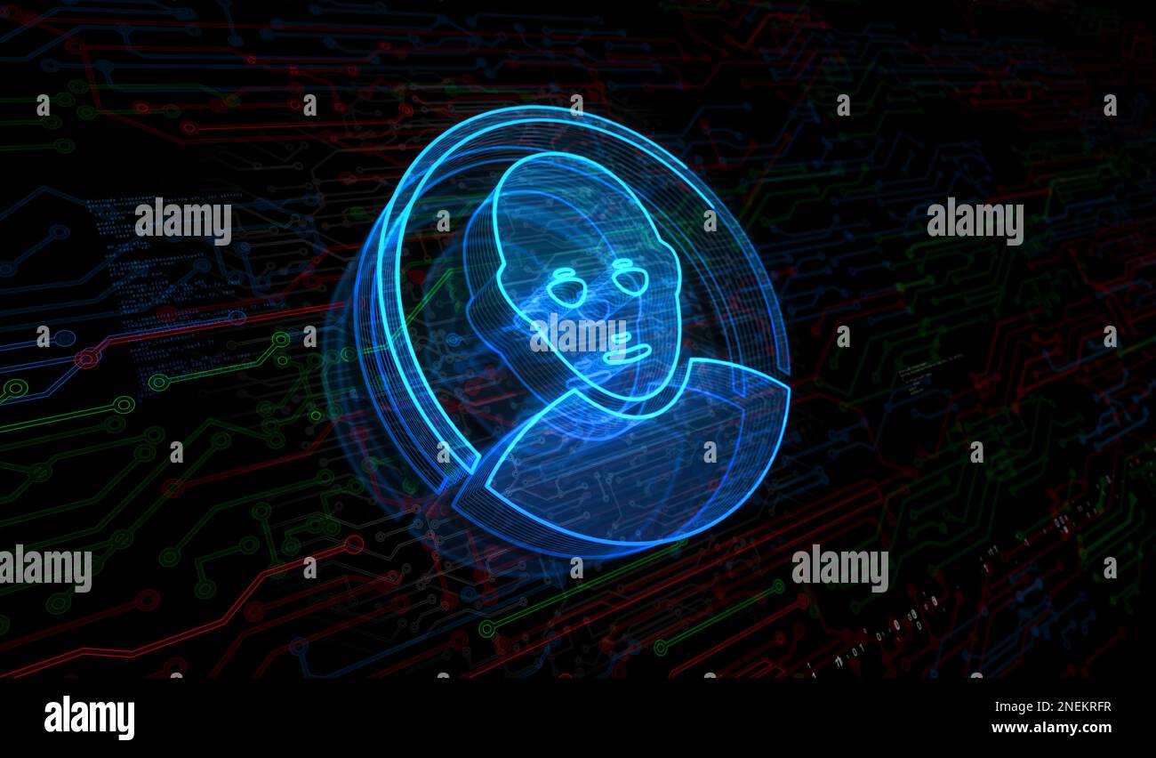 Social media chat face and artificial intelligence head symbol digital ...