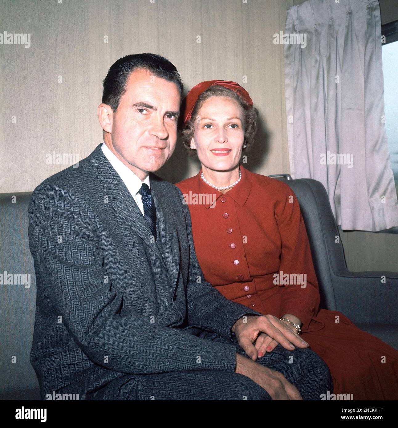 Richard Nixon and wife during their campaigning at Rockefeller center ...