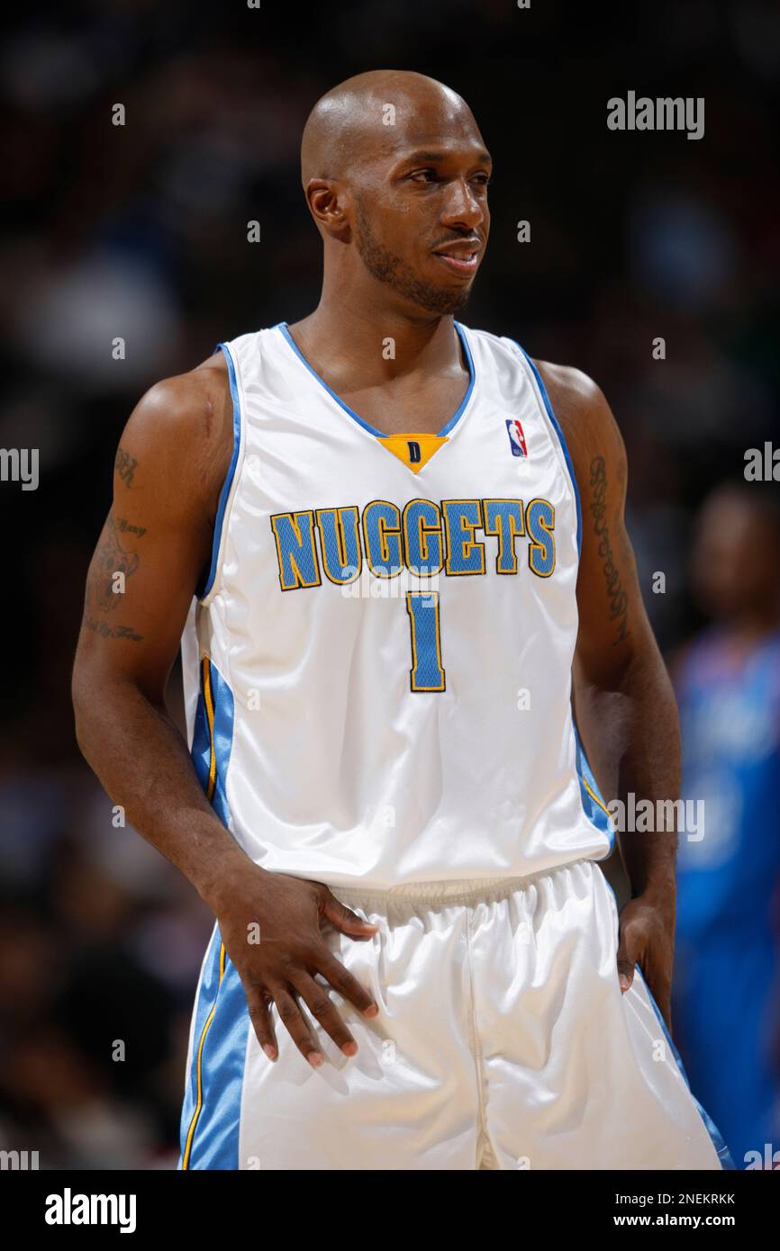 Denver Nuggets guard Chauncey Billups looks on against the Oklahoma City Thunder in the third ...