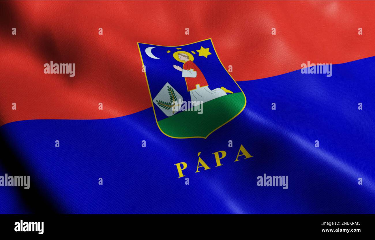 3D Illustration of a waving Hungary city flag of Papa Stock Photo - Alamy