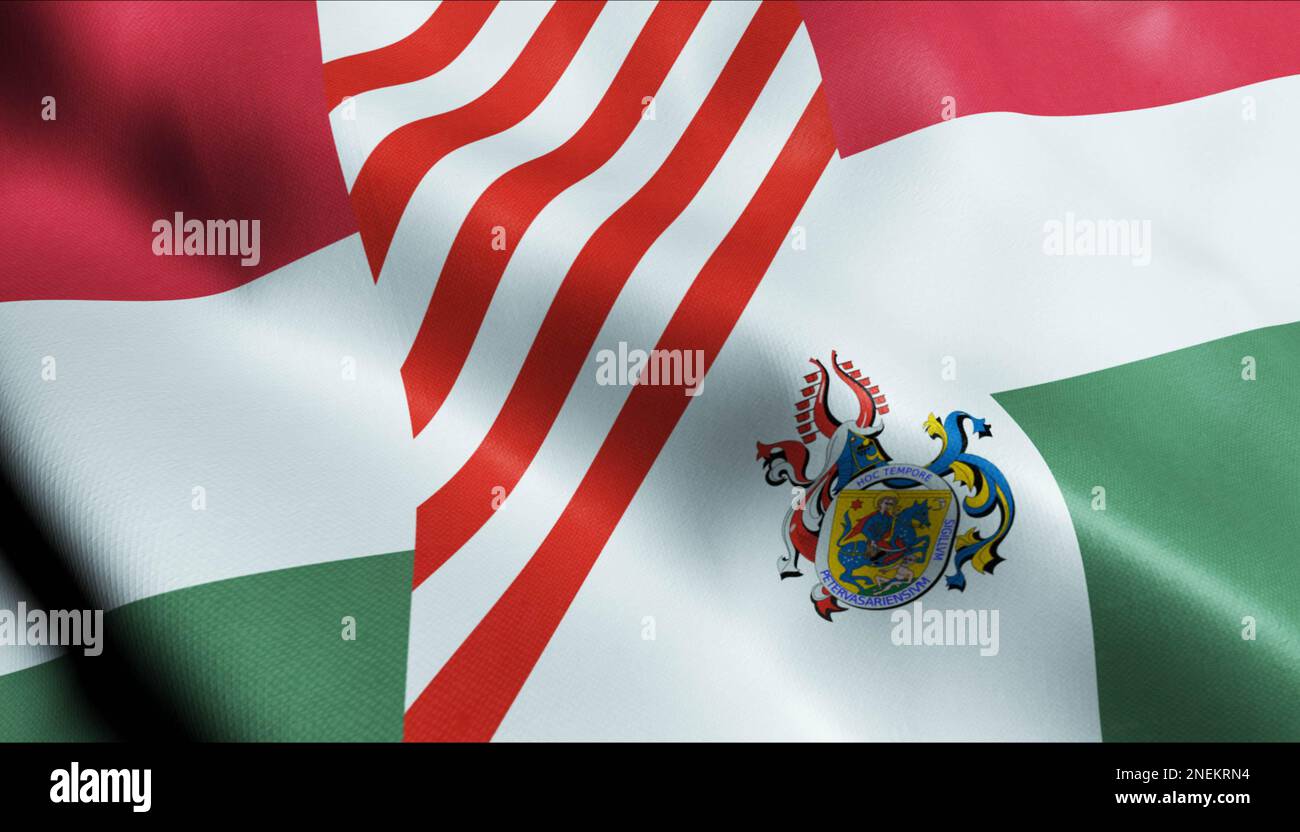 3D Illustration of a waving Hungary city flag of Petervasara Stock ...
