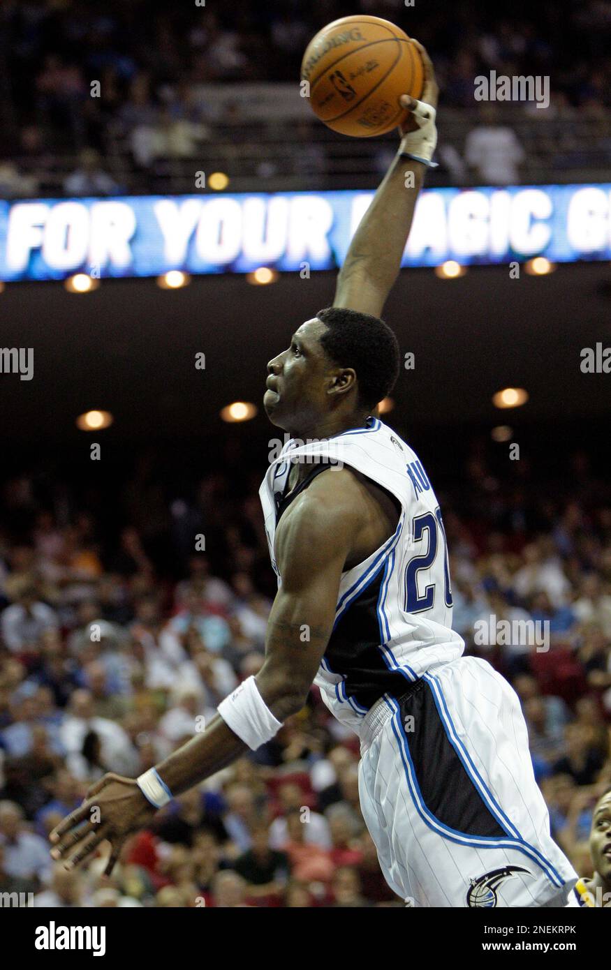 Orlando Magic forward Mickael Pietrus, of France, dunks the ball during ...