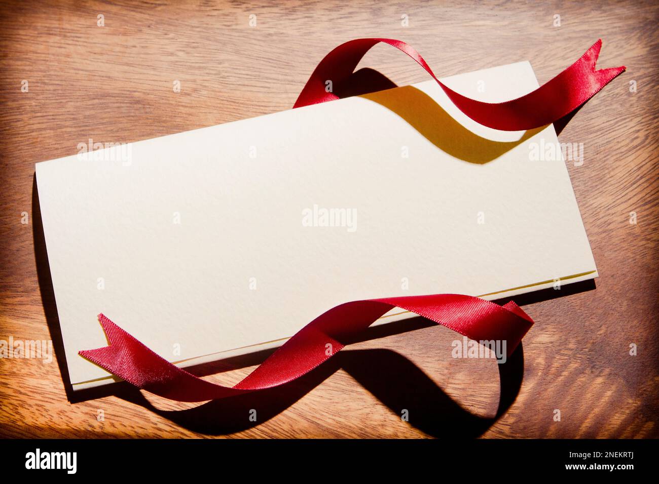 Close Up Of Balnk Legal Document With Ribbon On Wooden Desk Stock Photo ...