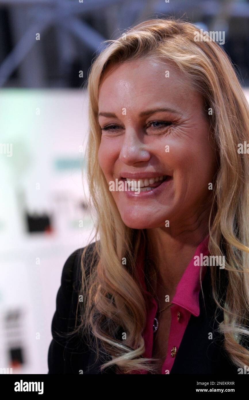 American actress Darryl Hannah smiles during an interview with the ...