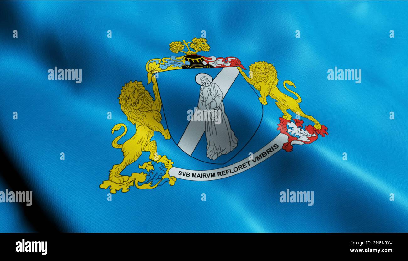 3D Illustration of a waving Hungary city flag of Sajoszentpeter Stock ...