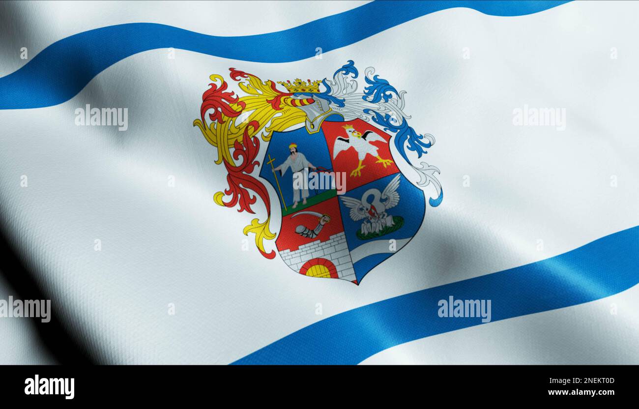 3D Illustration of a waving Hungary city flag of Sarkad Stock Photo - Alamy
