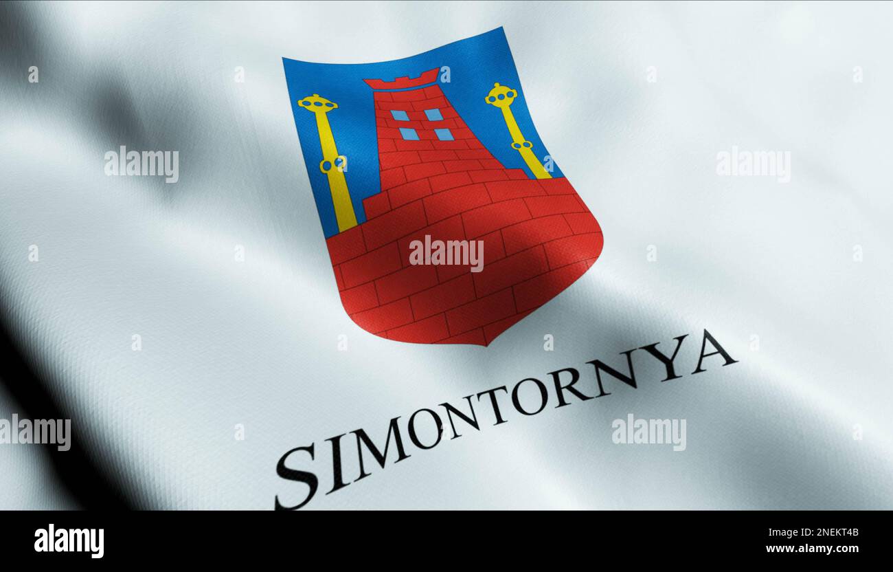 3D Illustration of a waving Hungary city flag of Simontornya Stock ...